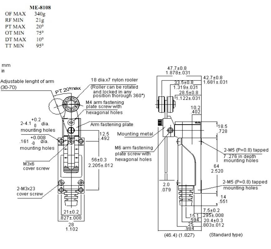 Wyłącznik krańcowy krańcówka ME8108 AH8108 z rolką | AUTOMATYKA I ...